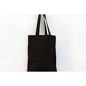 Nuni Unisex DIY Plain Solid Black Canvas Tote Bag, Black/ No Closure, Medium