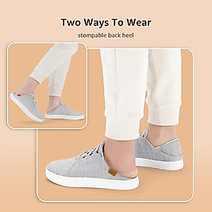 STQ Casual Shoes for Women Slip On Loafers Shoes Low Top Canvas Sneakers Light Grey 8.5