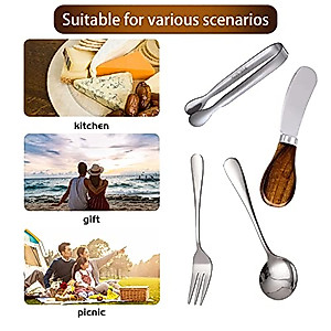 Charcuterie Accessories (14 Pcs), Cheese Spreaders for Charcuterie Board, Mini Serving Spoons, Forks and Mini Serving Tongs - Charcuterie Utensils for Butter, Cheese and Pastry Making
