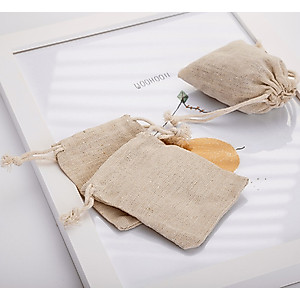 handrong 100pcs Small Cotton Double Drawstring Bags Reusable Muslin Cloth Gift Candy Favor Bag Jewelry Pouches for Wedding DIY Craft Soaps Herbs Tea Spice Bean Sachets Christmas, 3x4 inch