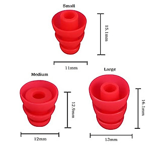 Silicone Ear Tips Triple Flange Replacement Ear Tips Three Flange Noise-Isolation Eartips Fit for Inner Hole from 4mm - 5.1mm Earphones 9 Pairs S/M/L Red