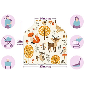 Baby Car Seat Stroller Covers Fox Owl Deer Rabbit Bird Nursing Cover Breastfeeding Scarf Soft Breathable Stretchy Coverage Carseat Canopy Cover for Boys and Girls Multi Use for Baby Shower