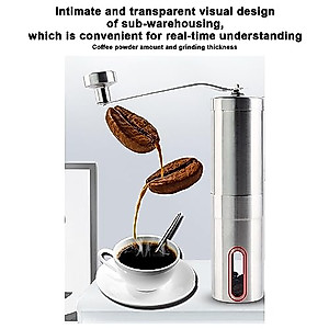 Manual Coffee Grinder, Adjustable Portable Coffee Grinder, Stainless Steel Hand Coffee Mill Grinder,Small Hand Coffee Grinder Manual,Grinding Burr for Travel, Camping, Kitchen and Offiice