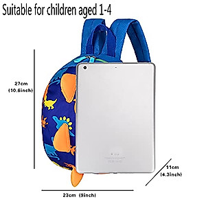 YUPING Toddler kids Dinosaur Backpack Book Bags with Safety Leash for Boys Girls (Style:6 Dark blue)