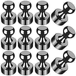 12Pcs Black Fridge Magnet Refrigerator Magnets, Whiteboard Magnets, Fridge Magnets Adults, Magnets Fridge, Small Strong Magnets for Whiteboard, Locker, Map, Kitchen, Office, School
