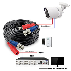 SHD 2Pack 50Feet BNC Vedio Power Cable Camera Video BNC Cable Wire Cord for Surveillance CCTV Security System with Connectors(BNC Female and BNC to RCA)