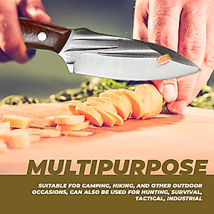 AOSILEY Pocket Fixed Blade Knife with Wood Handle and Leather Sheath for Camping, Outdoor Hunting,Tactical, Survival and EDC