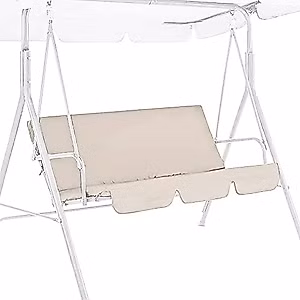 Outdoor Swing Cushion Cover Patio Swing Cushion Replacement 3 Seater Swing Seat Cushion Cover Waterproof (Beige)