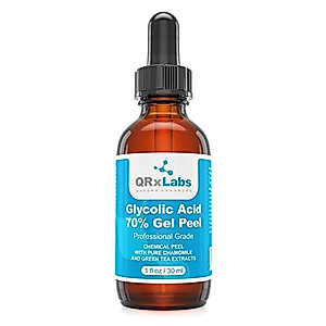 Glycolic Acid 70% Gel Peel with Chamomile and Green Tea Extracts - Professional Grade Chemical Face Peel for Acne Blemishes, Collagen Boost, Wrinkles, Fine Lines - Alpha Hydroxy Acid - 1 Bottle of 1 fl oz