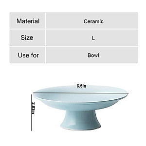 Kelendle Ceramic Footed Bowl Round Pedestal Bowl Fruit Bowl Holder Dessert Display Stand Decorative for Kitchen Counter Centerpiece Table Decor Serving Fruit Tray L- 8.3"