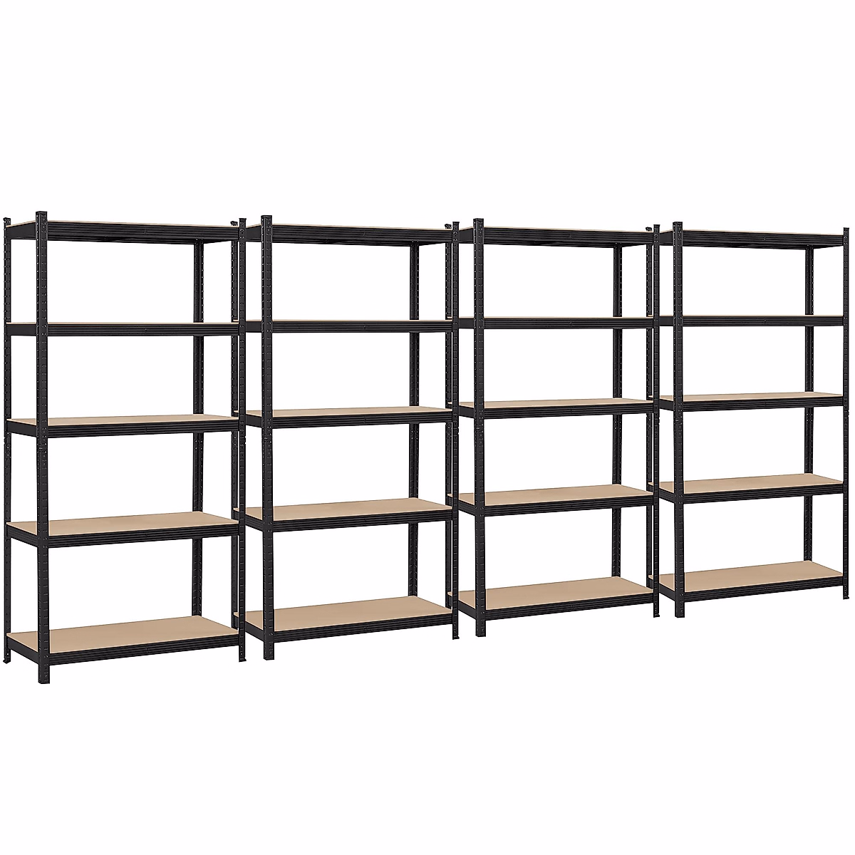 Topeakmart 4PCS 5-Tier Utility Shelves, Metal Storage Shelves Garage Shelving Unit Adjustable Garage Storage Shelves Storage Racks Heavy Duty Shed Shelving- Black, 35.5 x 16 x 71 Inch