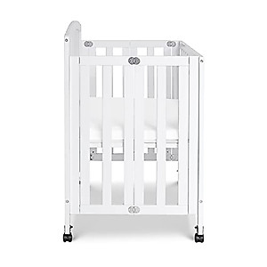 DaVinci Dylan Folding Portable 3-in-1 Convertible Mini Crib and Twin Bed in White, Greenguard Gold Certified