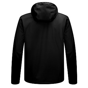 Little Donkey Andy Men's Lightweight Hooded Softshell Jacket for Running Travel Hiking, Windproof, Water Repellent Black Size L