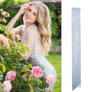 Velscrun Princess Crown, Happy Birthday Girl Tiara, Birthday Princess Sash Crowns for Women, Princess Cake Topper Headband, Birthday Princess Party Decorations Accessories for Girls Gifts