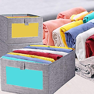 Tosoda 3 Pack of Foldable Storage Bins for Shelf Clothing Storage Organizer Box for Bedroom Closet Home Office Storage Cubes with Transparent Window