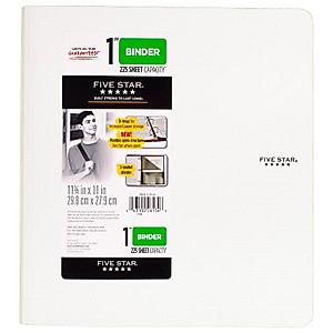 Five Star 1 Inch 3 Ring Binder, Plastic, Color Selected for You, 1 Count (26134)