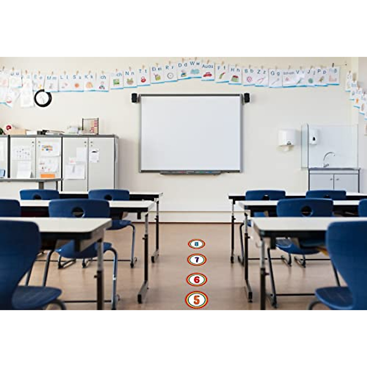 WaaHome 36pcs Number Line Up Spots Dots for Classroom Floor, 4" Rainbow Number Spot Markers Stickers, Classroom Line Up Stickers Labels for Back to School Kindergarten Elementary Teacher Supplies