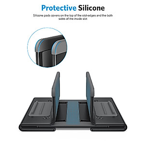 OMOTON Upgraded Laptop Vertical Stand, 3-in-1 Laptop Holder Dock with Sturdy Silicone Pads for Ultra Protection, Suitable for iPhone/iPad/MackBook Pro/Surface/Samsung/Android Tablets, Black