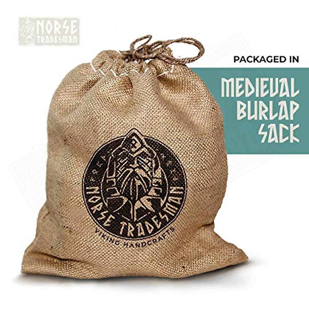 Norse Tradesman 20" Authentic Ox-Horn Viking Drinking Horn with Genuine Black Leather Belt Holster | Burlap Gift Sack Included | The Journeyman, Low-Polish, 20-Inch