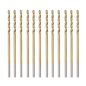 uxcell High Speed Steel Straight Shank Twist Drill Bit Fully Ground Titanium Coated 1mm Drill Diameter 34mm Total Length 12mm Drill Bit Length 12 Pcs
