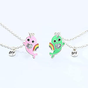 pugest 2 Pcs Set Best Friends Necklace BFF Cute Charm Heartshaped Koala Friendship Necklaces, Friendship Jewelry for Womens Grils (whale)