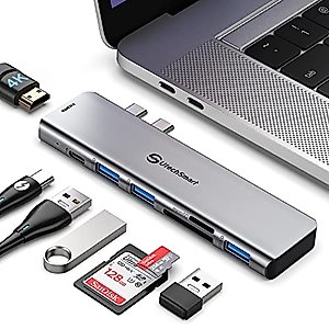 USB C Hub Adapter MacBook - UtechSmart 7 in 2 MacBook Pro/Air Accessories Multiport Adapter with Thunderbolt 3 Port, 100W PD 4K@30Hz, 40Gbps 4K HDMI, 3*USB3.0 Data Port SD and MicroSD Card Reader