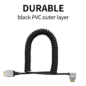 RIIEYOCA 90 Degree Left Angle UHD 4K HDMI Male to HDMI Male 18Gbps High Speed 2.0 Extender Coiled Cable Supports 4K@60Hz,1080p,ARC,3D,for DVRs,HDTV,Roku Ultra Stretchable to 1.5M/5FT