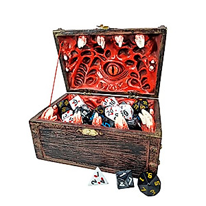 Power Beast Dungeon Mimic Chest Dice Storage Box with Glass Eye, Miniatures and Dungeons and Dragons Accessories, D&D Gift, DND, Dungeon Master, Holds up to 5 Sets of Polyhedral Dice. RPG Game. (RED)