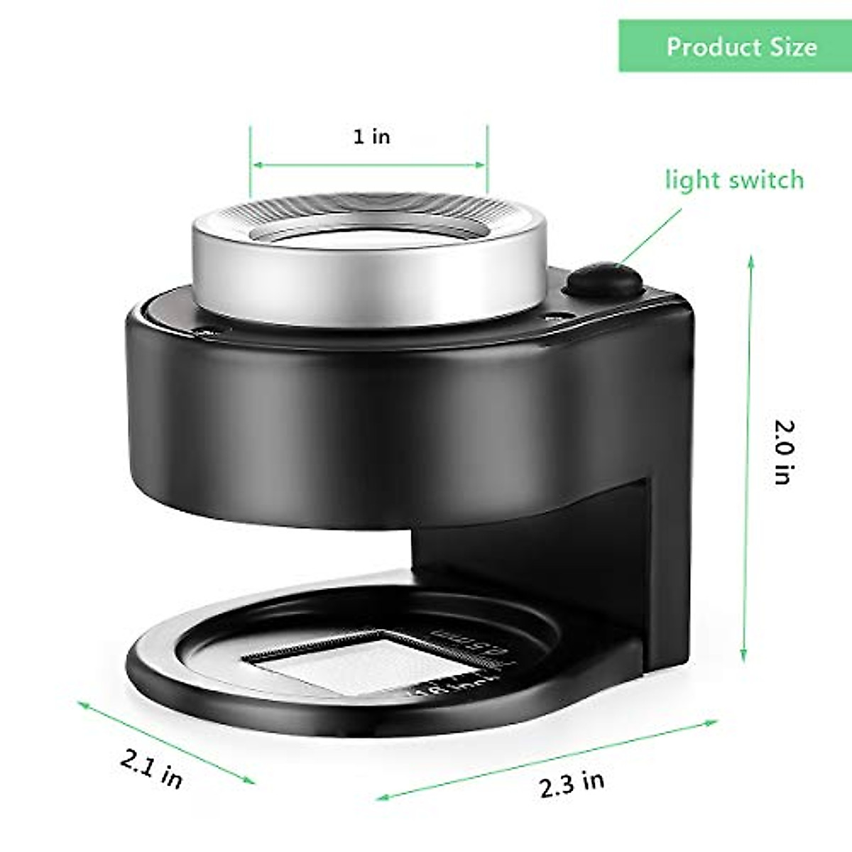 30X Coin Magnifier, USB Rechargeable 6 Lights Portable Metal Eye Loupe Sewing Magnifying Glass for Textile Optical Jewelry Tool Coins Currency Stamps (Black)