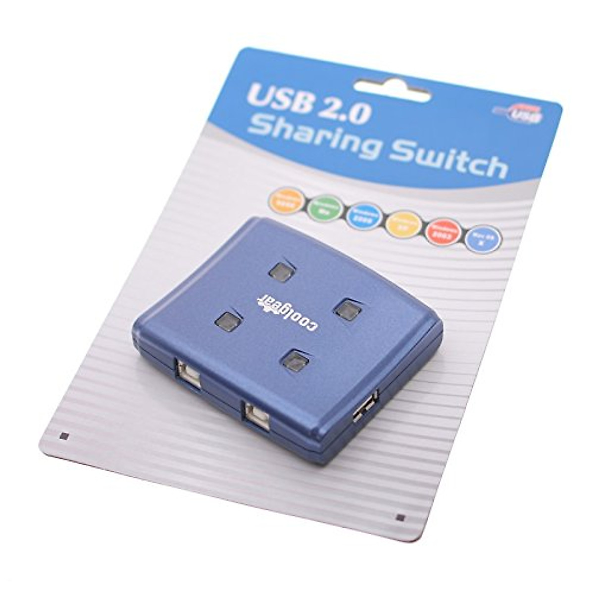 USBGear Blue USB Switch with USB 2.0 high Speed Allows 4 Computers to 1 Device