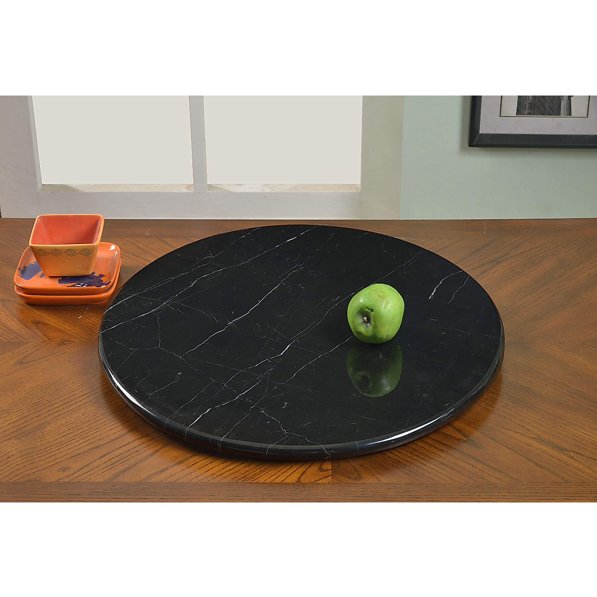 MILAN Bryanna Lazy Susan, 24", Black Marble
