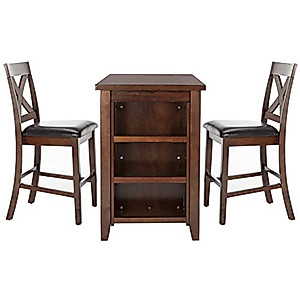 Safavieh Home Collection Everest 3 Piece Pub Set Mahogany and Black