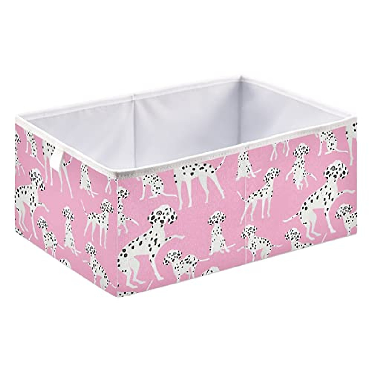 Dalmatian Dog Foldable Cloth Shelf Baskets Rectangle Toy Storage Bins Box with Handles for Clothes Toy Gift Storage 15.75x10.63x6.96 Inches