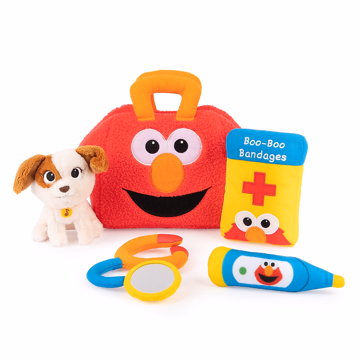 GUND Sesame Street Official Furry Friends Forever Elmo & Tango Checkup Playset, Premium Plush Sensory Playset for Ages 1 & Up, Red, 8”