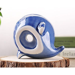 VanEnjoy 5" Ceramic Succulent Pot, Cute Ocean Blue Seashell Series, Conch Shaped Cactus Pot Planter, Flower Pot, Pottery Bonsai Pot (Dark Blue Whale)