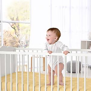 Sweet Jojo Designs Yellow Boho Mudcloth Boy or Girl Fitted Crib Sheet Baby Toddler Bed Nursery - Mustard Orange and White Bohemian Woodland Tribal Southwest Mud Cloth Hatch Gender Neutral Triple Line