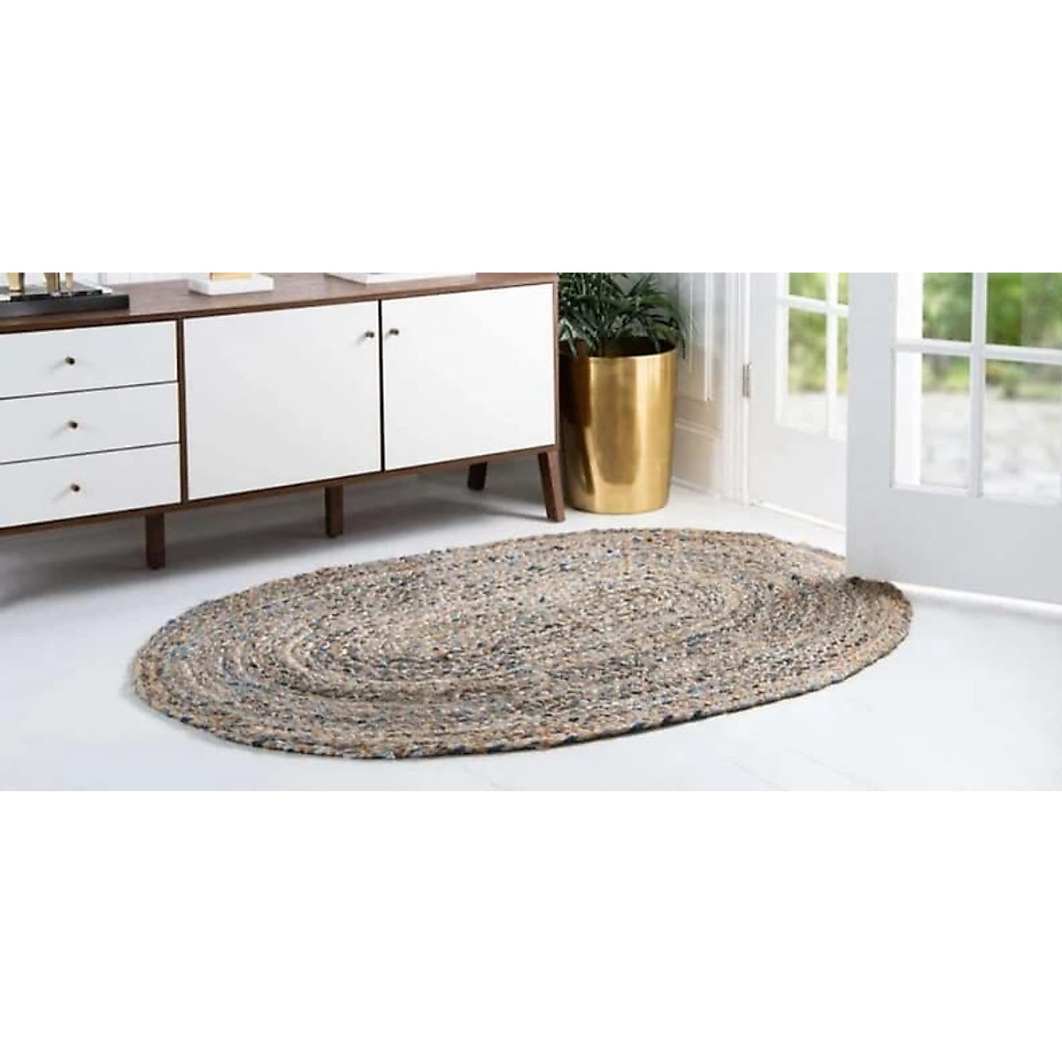 PATEL EXPORTS 2x3, 3x5, 4x6 Oval Jute Rug, Custom Size Oval Chindi Cotton Rugs, Rustic Decor,Home Decor, Rag Rug, Yoga Mat,Cotton Doormat,Area Rug,Oval Braided Rug (4x6 Oval Rug)