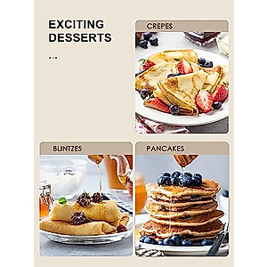 Crepe Maker Machine, Reemix Compact Pancake Griddle Precise Temperature Control, Nonstick 12” Electric Griddle, Batter Spreader for Eggs, Pancakes, Omelets and Quesadillas, Includes Spatula, Spreader