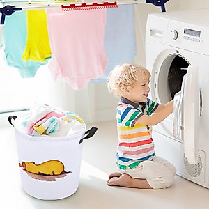 FISNAE Cute Cartoon Yellow Capybara Waterproof Laundry Basket, Foldable Storage Basket Nursery Hamper,laundry Hampers with Handle for Children's Room And Toy Storage