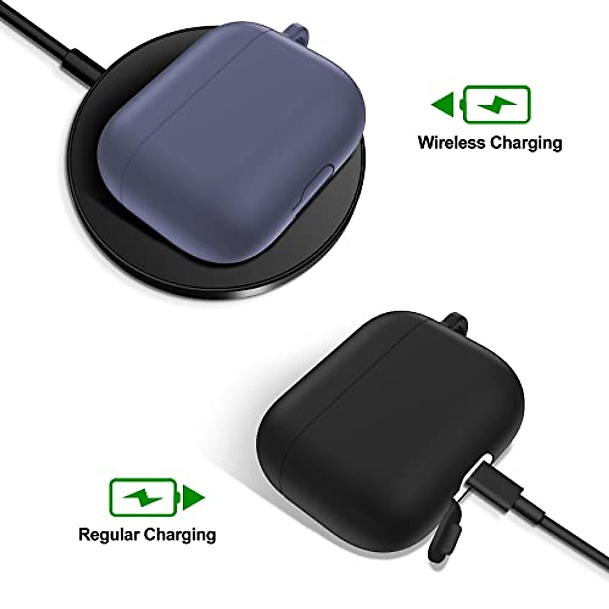 AirPods Pro 3rd Case with Lanyard TPU Shockproof Full-Body Protective Case Cover Soft Rubber Texture for AirPods Pro 3rd Generation (Black+Purple)