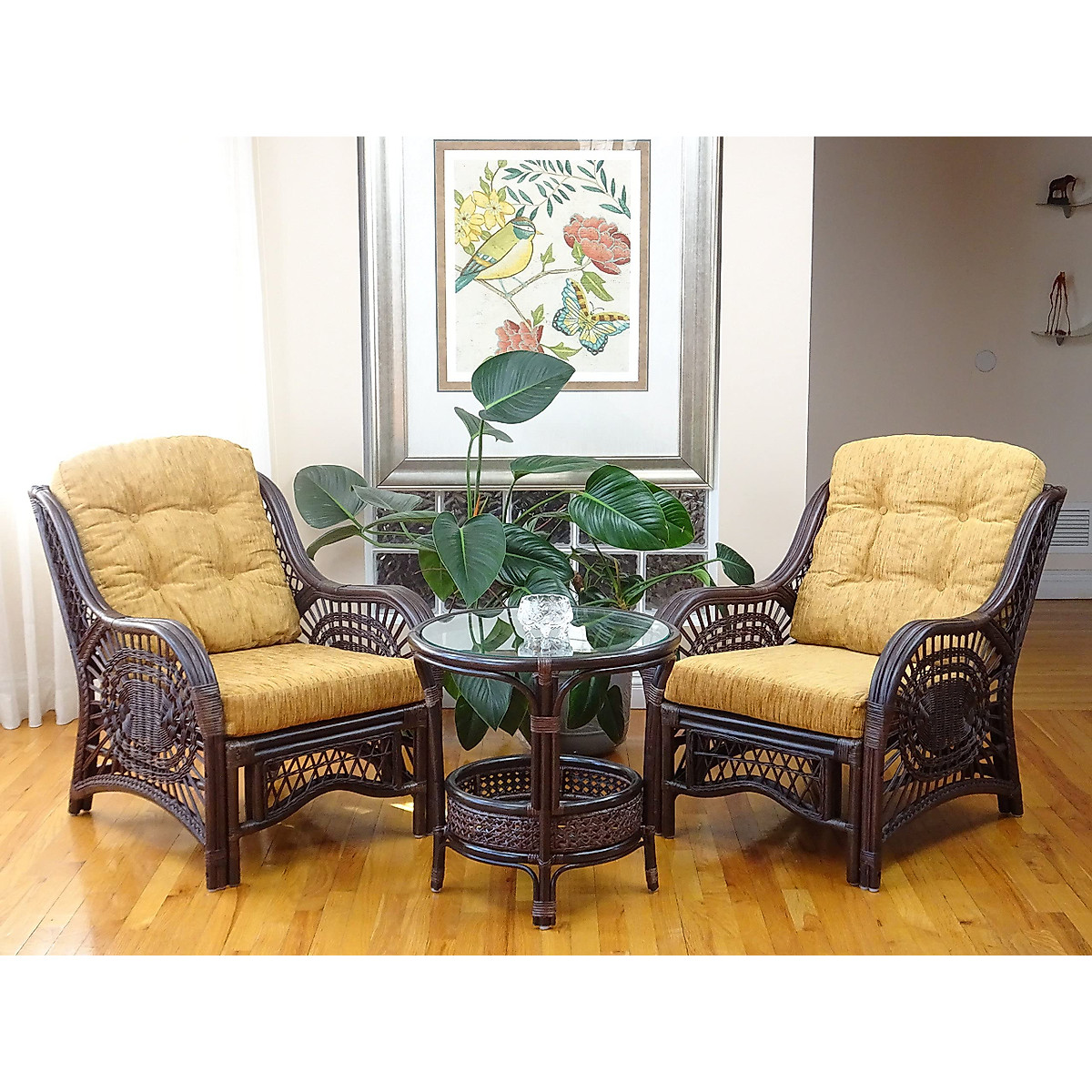 Malibu Lounge Living Accent Armchair Natural Rattan Wicker Handmade Design with Cushion