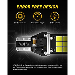 AUXITO 912 921 LED Bulb for Backup Light Reverse Lights High Power 2835 15-SMD Chipsets Error Free T15 906 922 W16W Bulbs, 6000K White (Upgraded, Pack of 2)