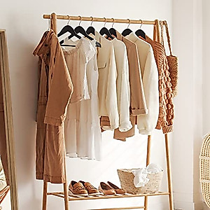 HOUSE DAY Premium Wooden Hangers Black with Non Slip Pants Bar Smooth Finish Solid Wood Coat Hanger 360° Swivel Rose Gold Hook Cut Notches for Suit, Jacket, Dress, Heavy Duty Clothes Hangers 20 Pack