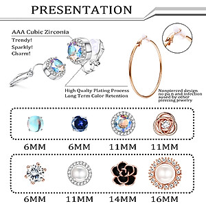 Kakonia 10 Pairs Clip On Earrings for Women Clip On Hoop Earrings Butterfly Flower Heart CZ Pearl Clip Stud Earrings Clip On Earrings Set Non Pierced Earrings