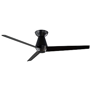 Slim Smart Indoor and Outdoor 3-Blade Flush Mount Ceiling Fan 52in Matte Black with 2700K LED Light Kit and Remote Control works with Alexa, Google Assistant, Samsung Things, and iOS or Android App