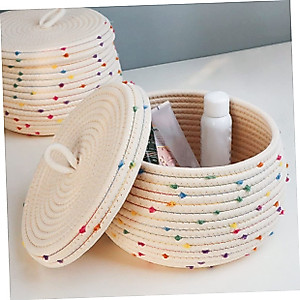 CHILDWEET Rope Storage Basket Round Storage Basket Small Baskets for Shelves Laundry Basket Woven Round Rattan Boxes Woven Storage Bin Rattan Storage Baskets Home Supplies Bedroom Organizer