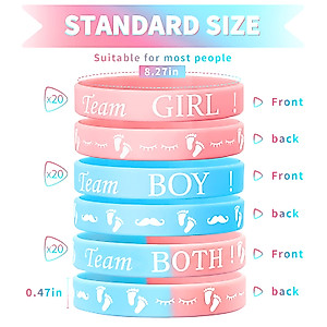 Hicarer 60 Pieces Gender Reveal Bracelets, Team Silicone Wristbands Team Gender Reveal Party Bracelets Team Both Rubber Wristband for Shower Gender Reveal Party Favor Supplies, Blue and Pink