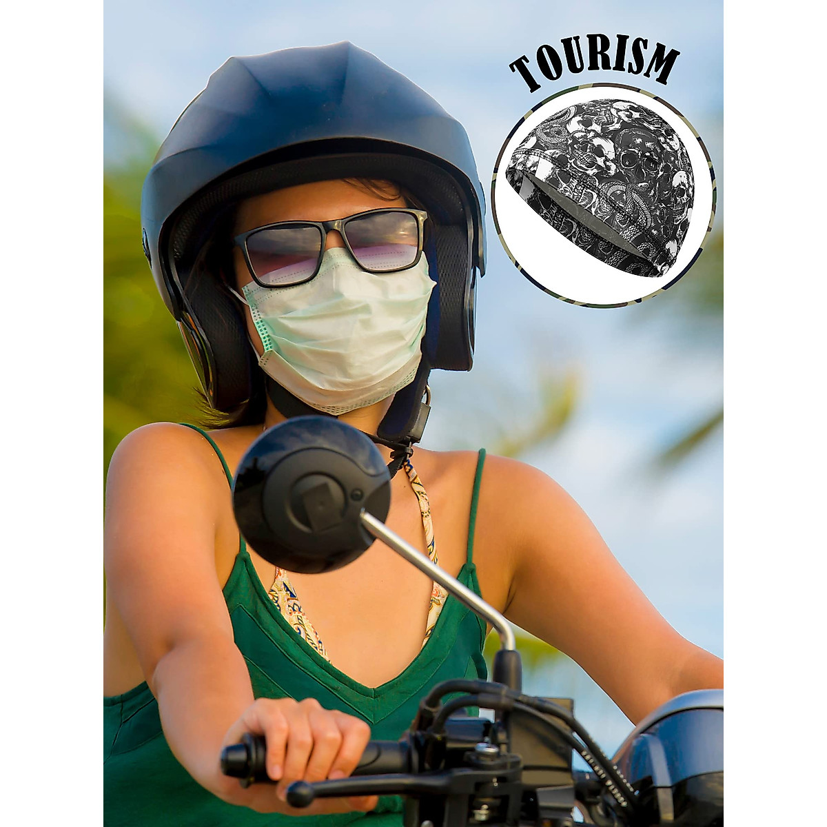 SATINIOR 6 Pieces Cooling Skull Caps for Men Helmet Liner Sweat Wicking Cap Wicking Beanies Hat Liner for Cycling Running (Cool Patterns)