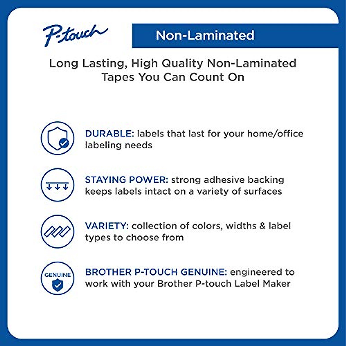 Brother Genuine P-touch M-2312PK Tape, 2 Pack, 1/2" (0.47") Wide Standard Non-Laminated Tape, Black on White, Recommended for Home and Indoor Use, 0.47" x 26.2' (12mm x 8M), 2-Pack, M2312PK, M231