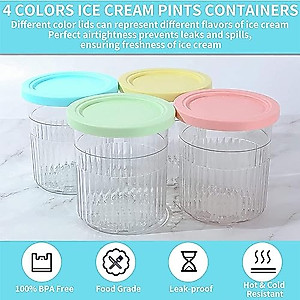 VRINO Creami Deluxe Pints, for Ninja Creami Ice Cream Maker Pints,24 OZ Pint Containers with Lids Reusable,Leaf-Proof Compatible NC500,NC501 Series Ice Cream Maker